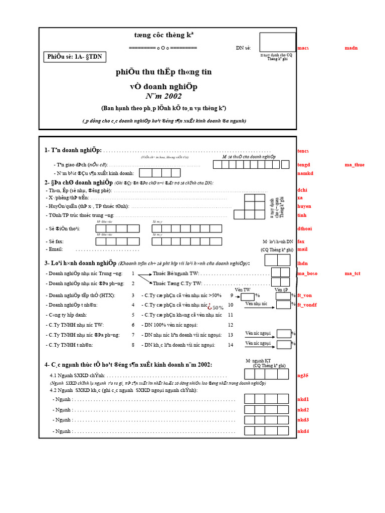 Giai Thich Bang Hoi Dieu Tra DN 2003 | PDF