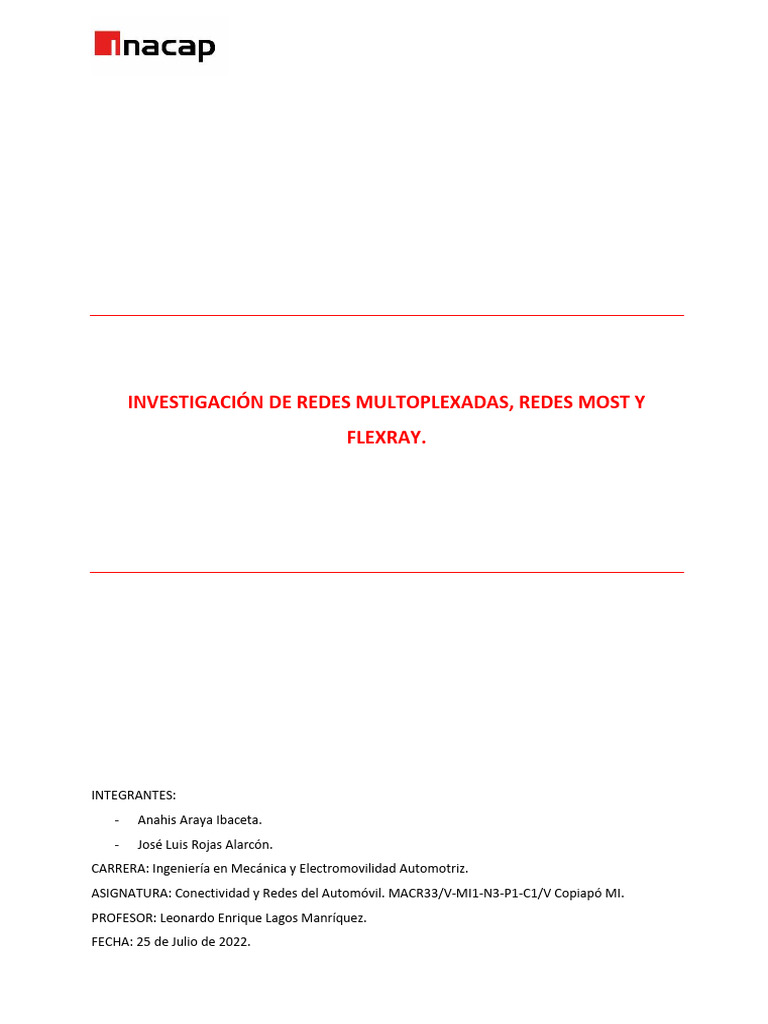 Investigacion Redes Multiplexadas, Most y Flexray | PDF | Ingeniería Informática | Ingenieria ...