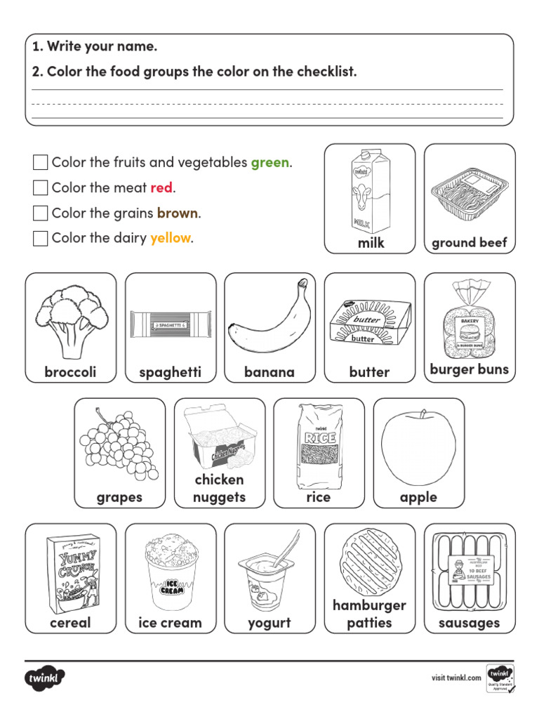 Color Food Groups Activity For Special Education | PDF