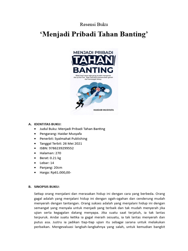 Resensi Buku Menjadi Pribadi Tahan Banting | PDF