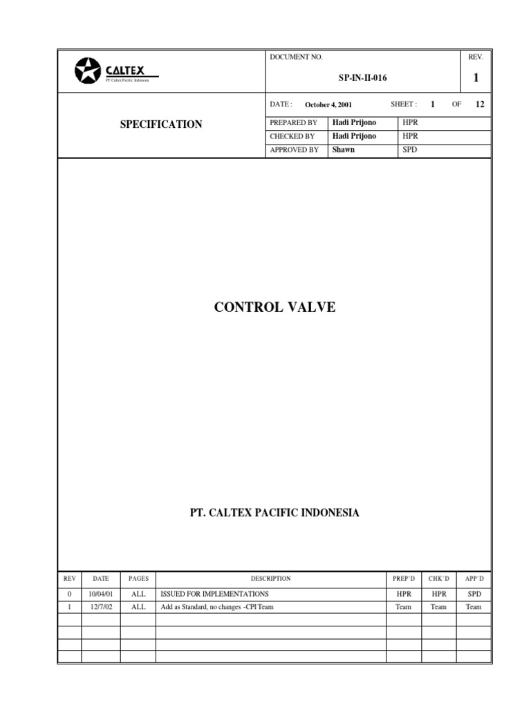 Sp-In-Ii-016-Control Valve | PDF | Valve | Actuator