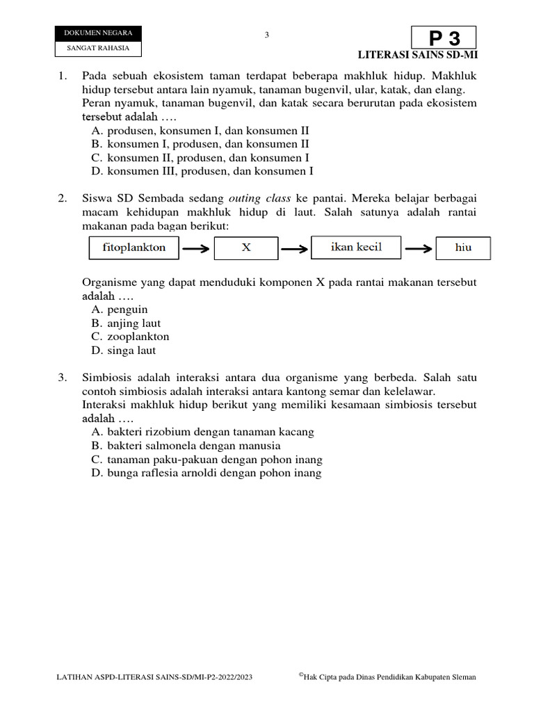 Soal Aspdbk To3 Literasi Sains | PDF | Sains & Matematika