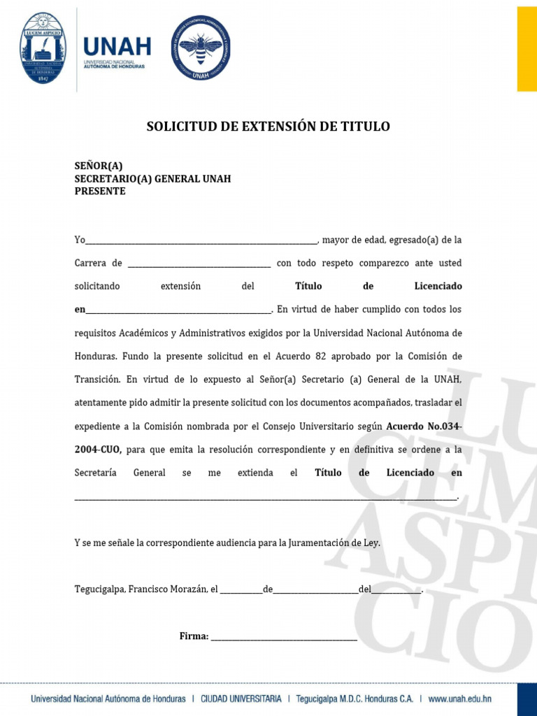 Solicitud de Extension de Titulo | PDF