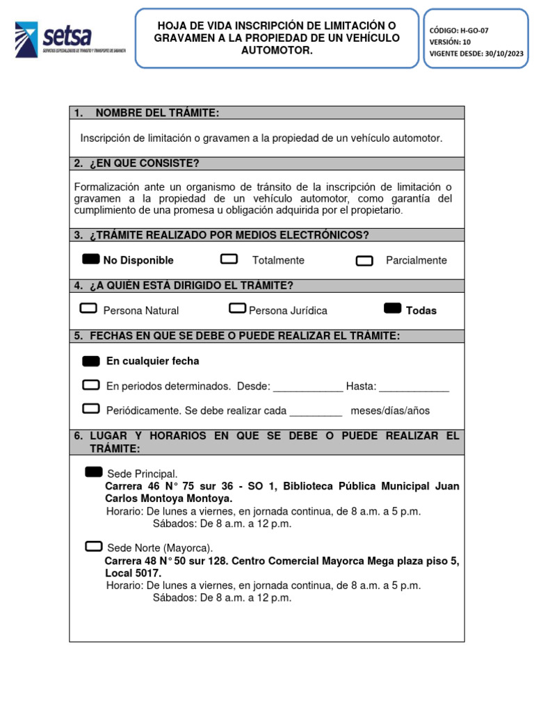 CÓDIGO: H-GO-07 Versión: 10 VIGENTE DESDE: 30/10/2023 | PDF | Propiedad