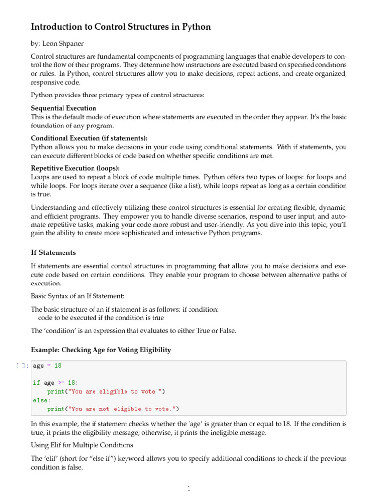 Python Control Structures Unexecuted | PDF | Control Flow | Parameter ... Python Control Structures Unexecuted | PDF | Control Flow | Parameter ...