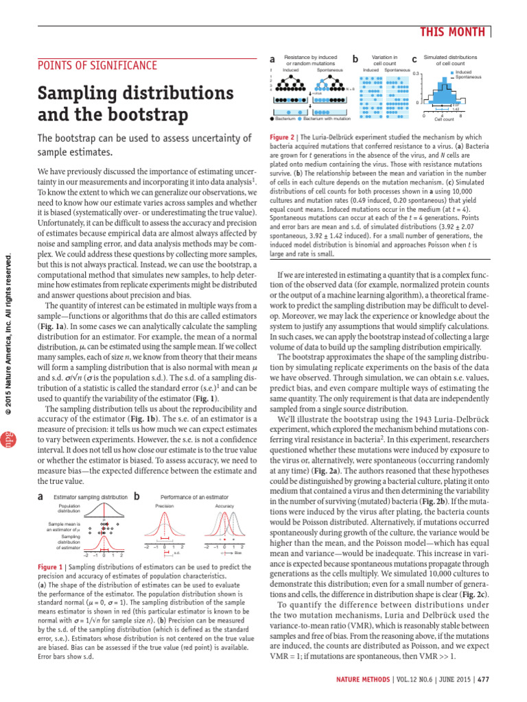 Sampling Distributions And The Bootstrap Pdf Bootstrapping