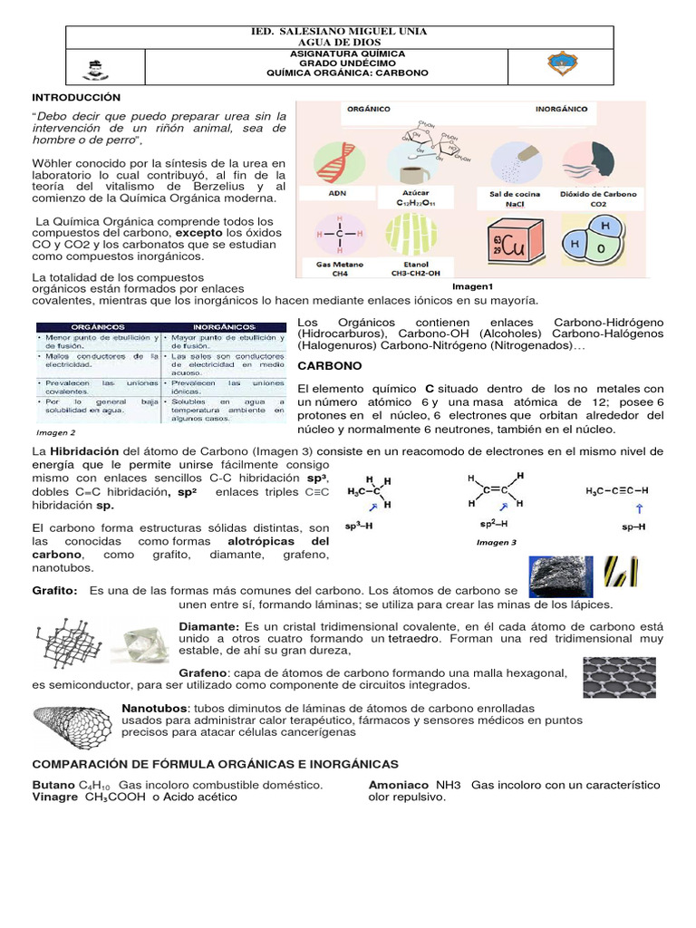Carbono Org Inorg | PDF | Carbón | Enlace químico