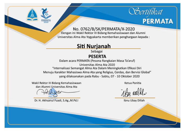 Sertifikat Permata - Siti Nurjanah | PDF