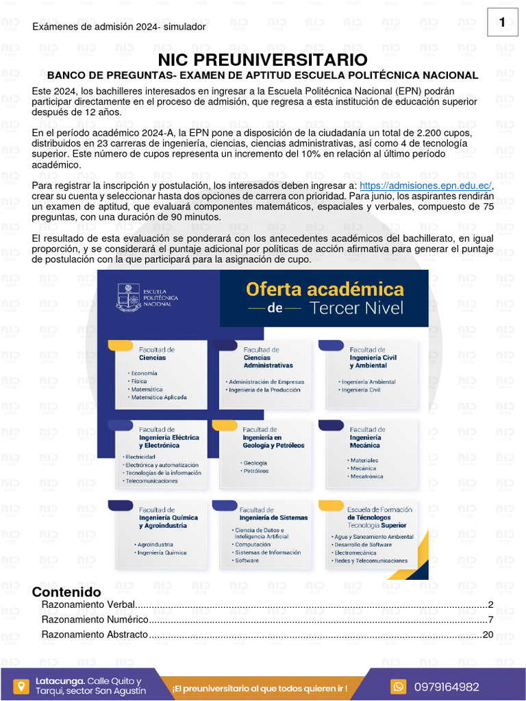 Examen EPN- NICPREU | Descargar gratis PDF | Marte