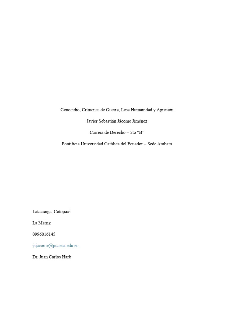 Deber N.2 Genocidio, Etc | PDF | Genocidios | Crímenes contra la humanidad