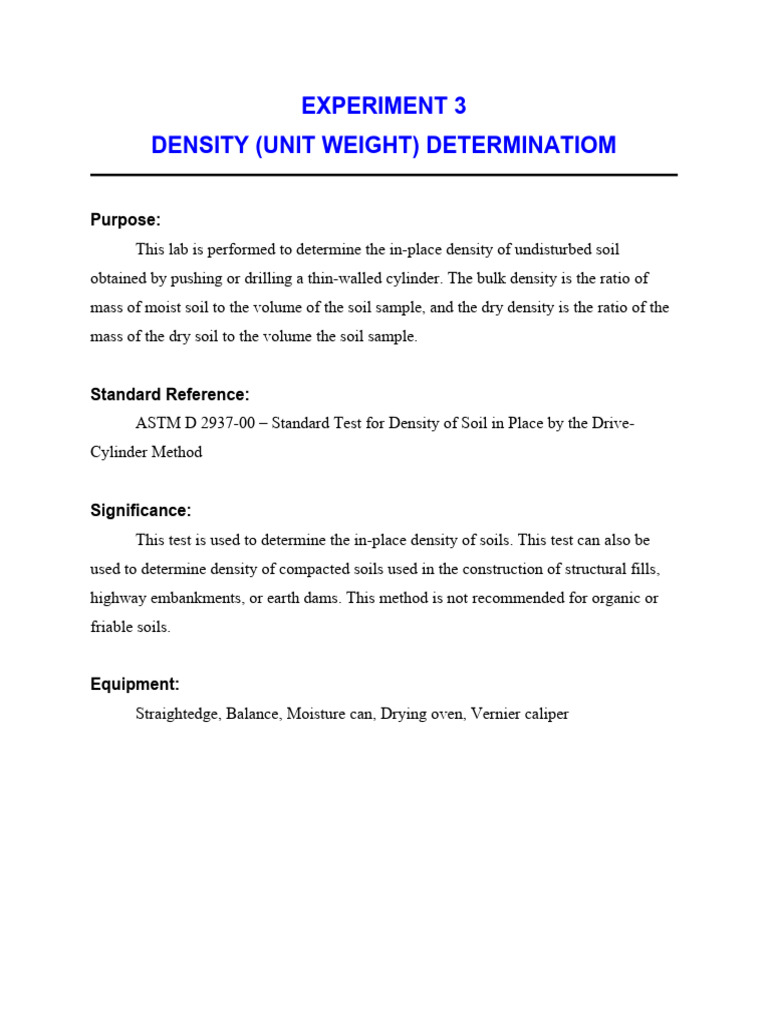 Experiment 3-Unit Weight | PDF | Density | Natural Materials