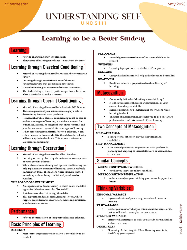 2.12 - Learning To Be A Better Student | PDF | Learning | Metacognition