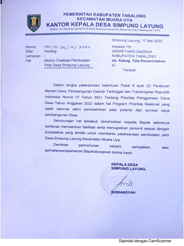 Pembuatan Peta Desa Simpung Layung | PDF