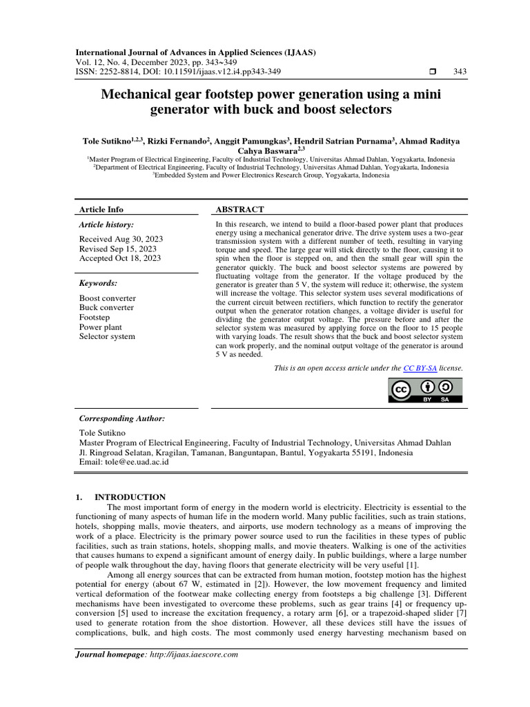 Footstep Power Generation System | PDF | Electric Motor | Electric ...