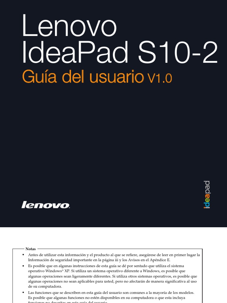 Lenovo IdeaPad S10-2 User Guide V1.0 (Spanish) | PDF | Seguro digital ...
