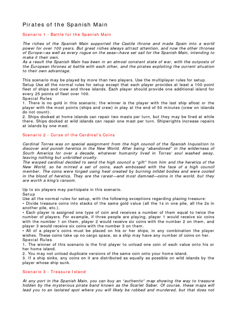 Pirates of the Spanish Main Scenarios | PDF | Spanish Empire | Water ...