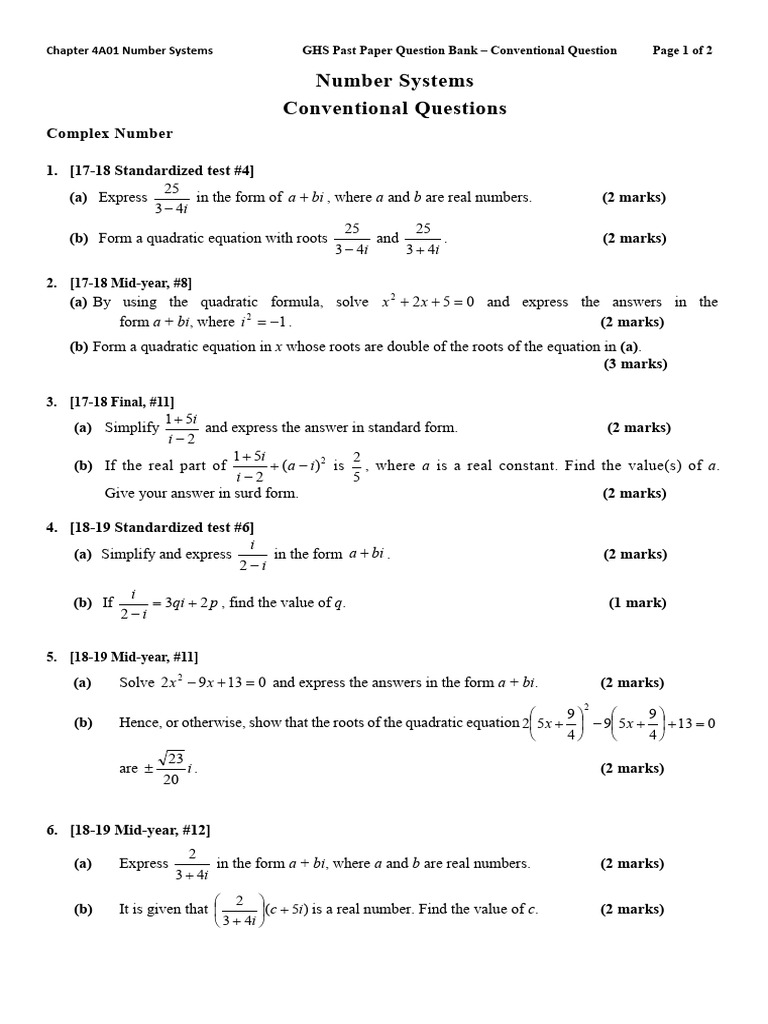 (17 22)4A Ch.1 Number Systems Conv | Download Free PDF | Numbers | Quadratic Equation