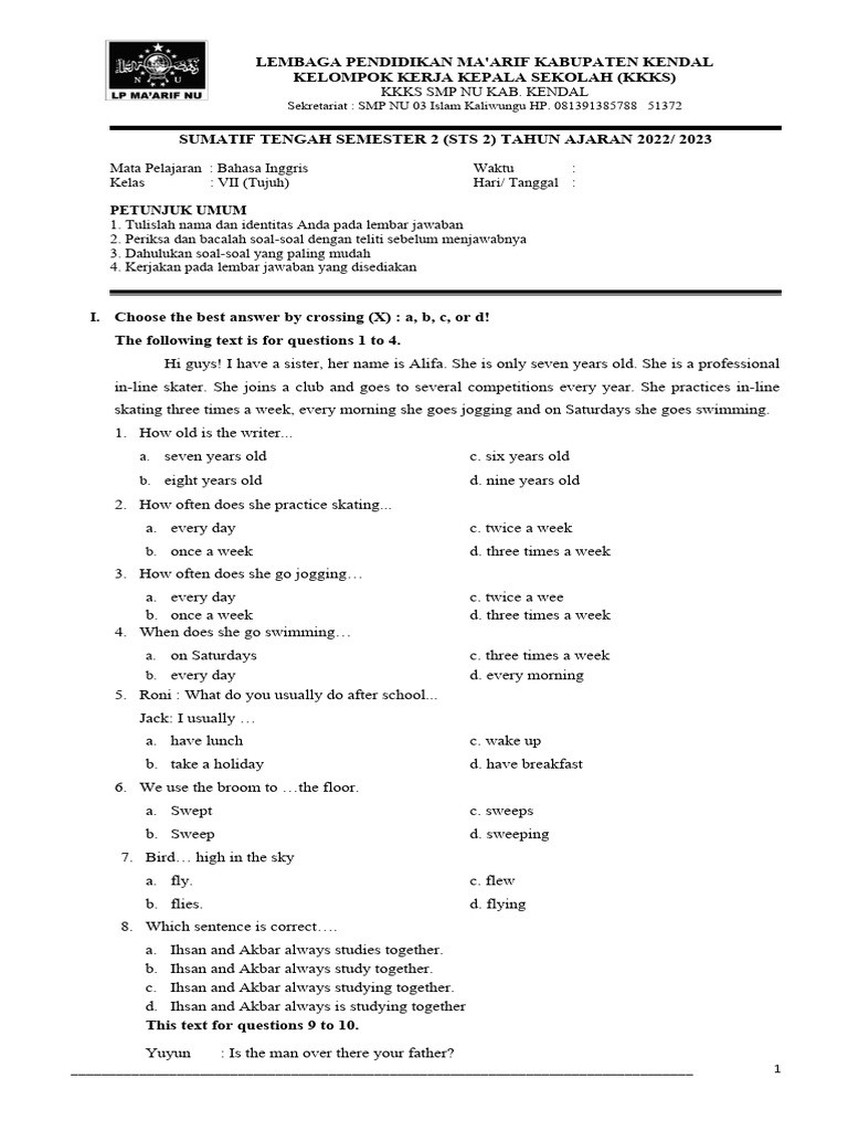 Soal Jadi Kelas 7 New Edit | PDF | Taste | Foods