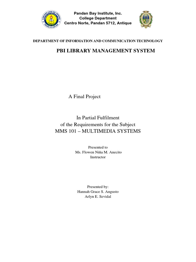 PBI Library Management System_Angusto_H_Sevidal_A_TITLE-PROPOSAL-3 | Download Free PDF ...