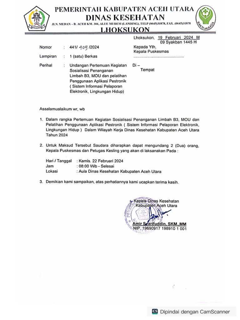 Undangan Mou Limbah B3 Pelatihan Aplikasi Pestronik 1 Pdf