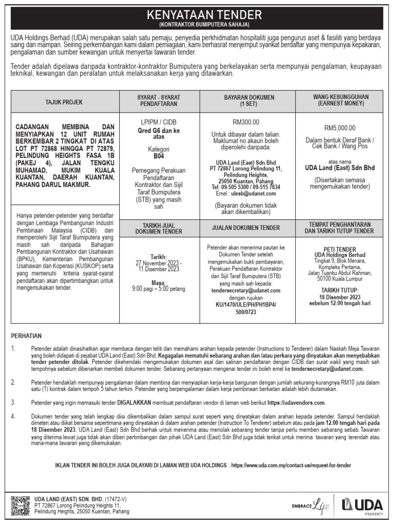 Iklan Tender - Cadangan Membina Dan Menyiapkan Rumah Berkembar 2 ...