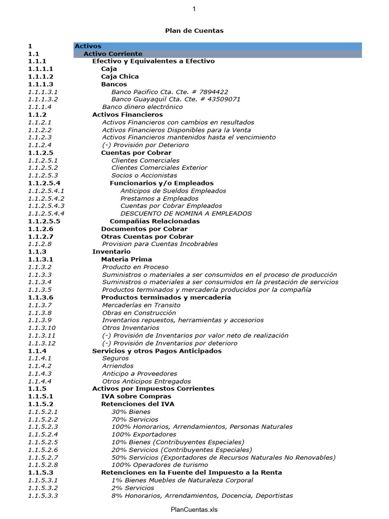 Modelo Plan de Cuentas | PDF | Economía Financiera | Contabilidad financiera