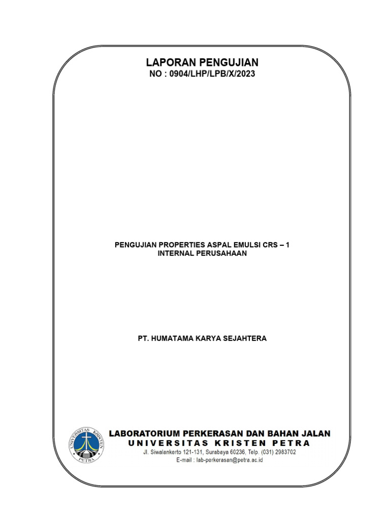 Pengujian Aspal Emulsi CRS-1 | PDF