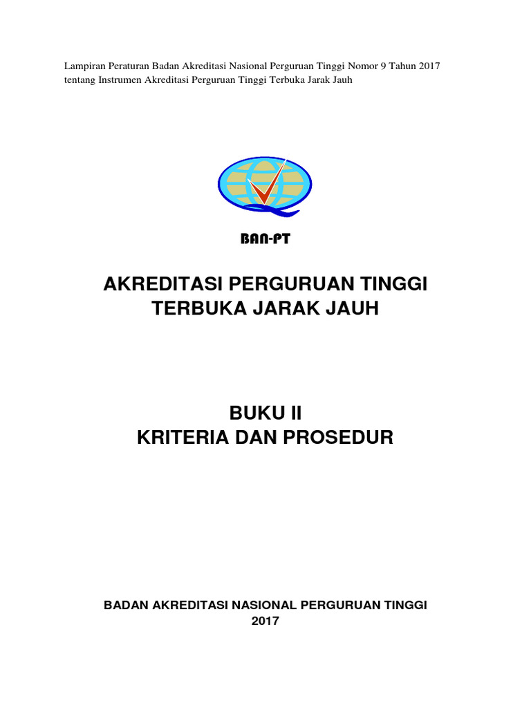 Kriteria dan Prosedur Akreditasi PTTJJ | PDF | Pengelolaan Keuangan & Uang