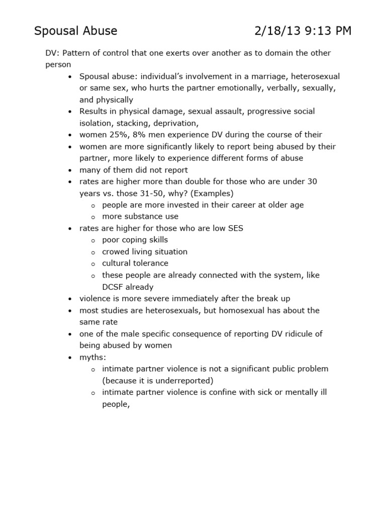 Spousal Abuse | PDF | Child Abuse | Domestic Violence