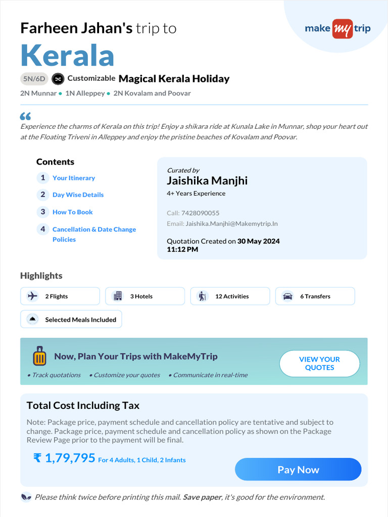 Magical Kerala Holiday | PDF