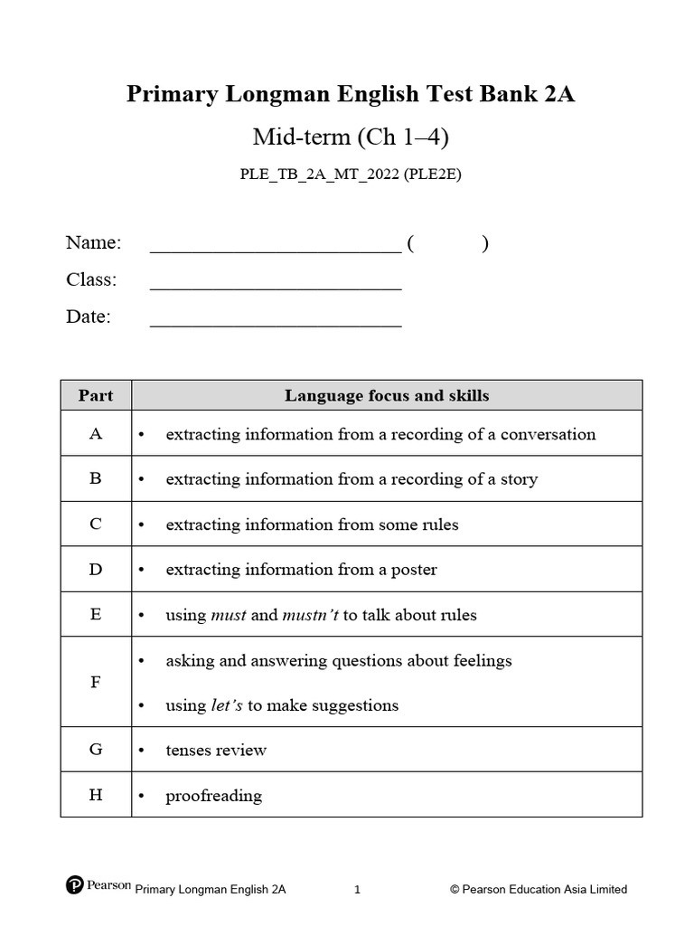 Ple - TB - 2a - MT - 2022 (Ple2e) | PDF