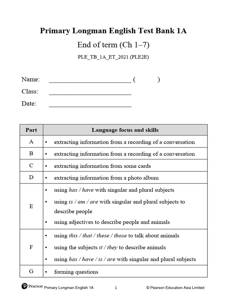 Ple - TB - 1a - Et - 2021 (Ple2e) | PDF | English Language