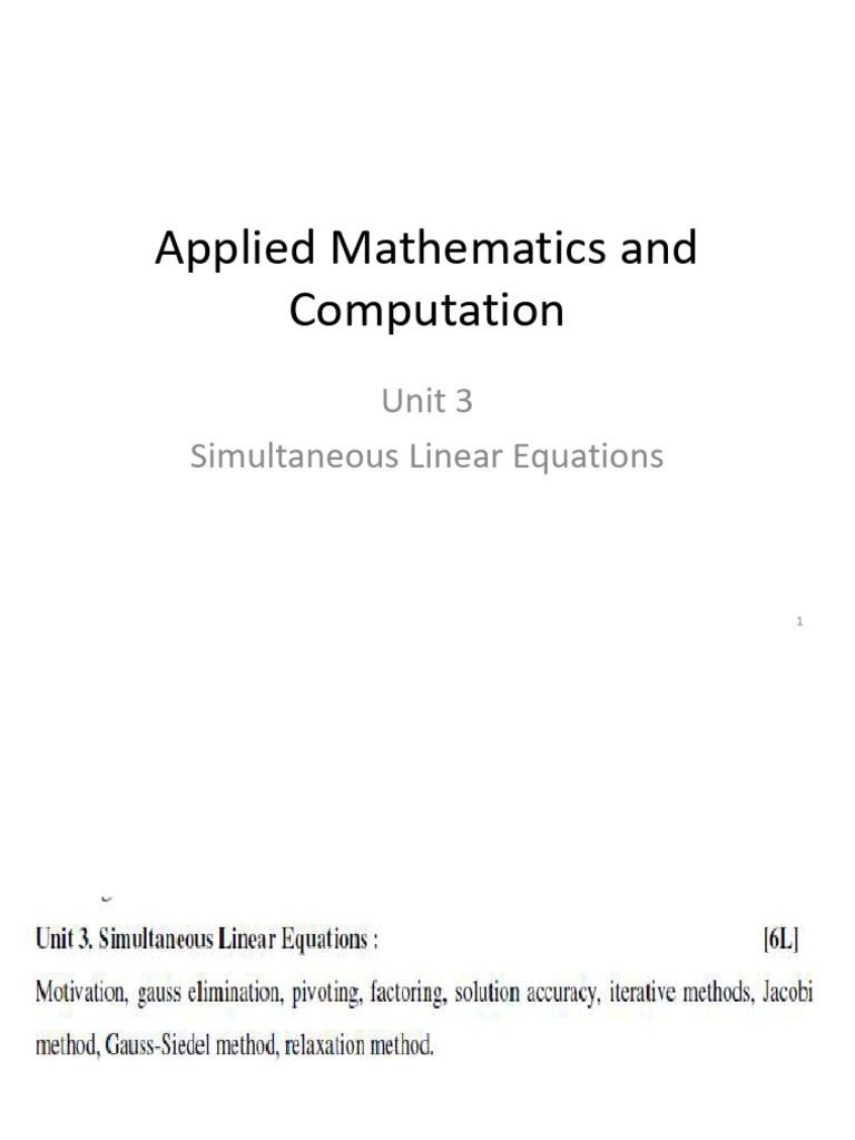 Solving Simultaneous Linear Equations | PDF | Determinant | Equations