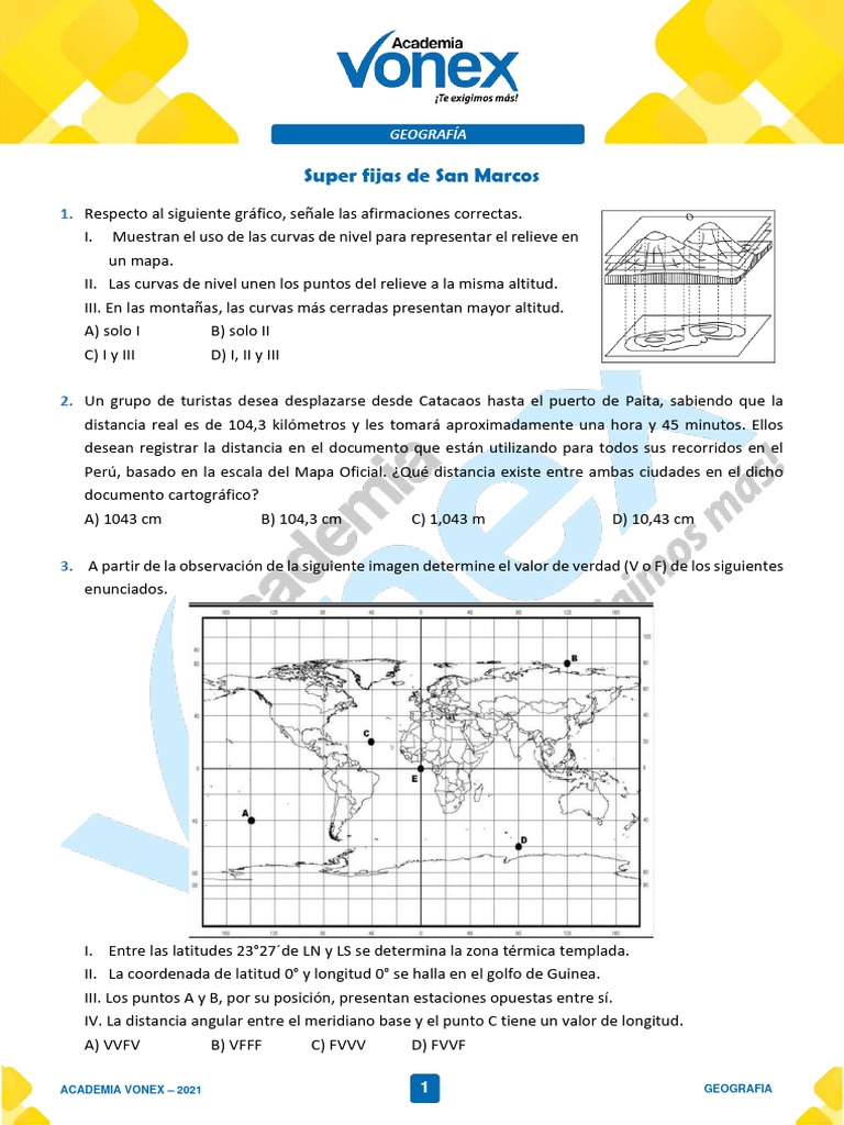 Fijas de San Marcos 2021-I (Geografía) | PDF | Mapa | Longitud