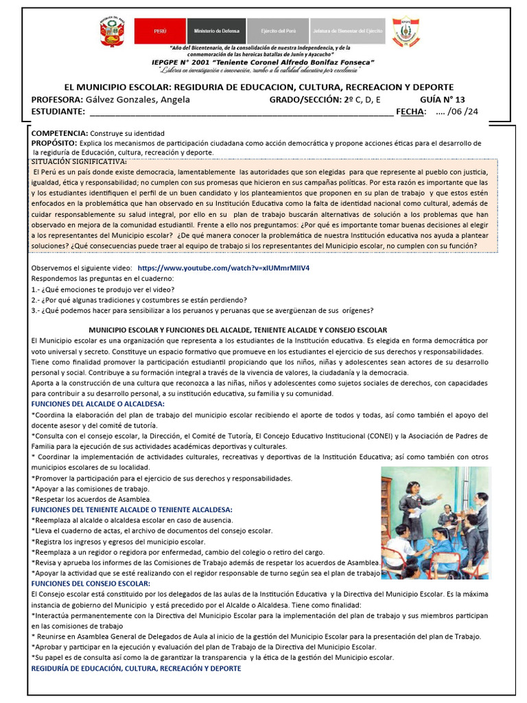 Guia 13 - DPCC - 2do - 2 BIM - Galvez | PDF | Alcalde | Democracia