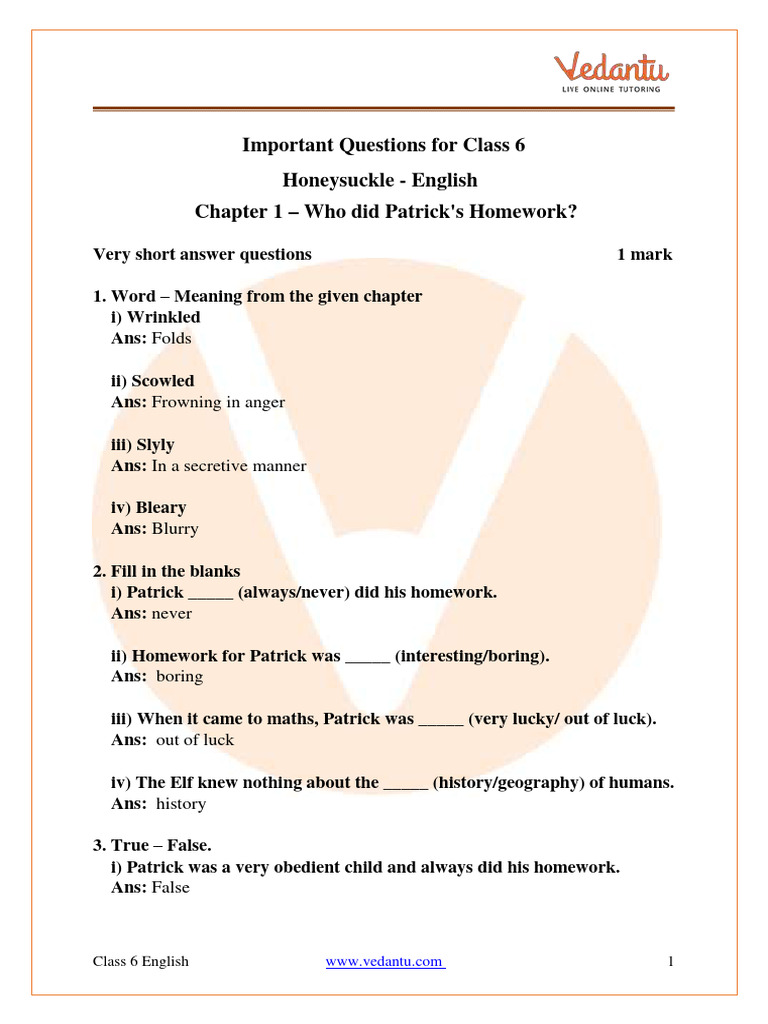 Class 6 English Chapter 1 Q&A Guide | PDF | Language Arts & Discipline