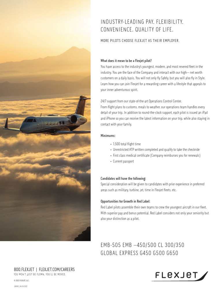 Flexjet Pilot Advantages Apr2022 | PDF | Aviation