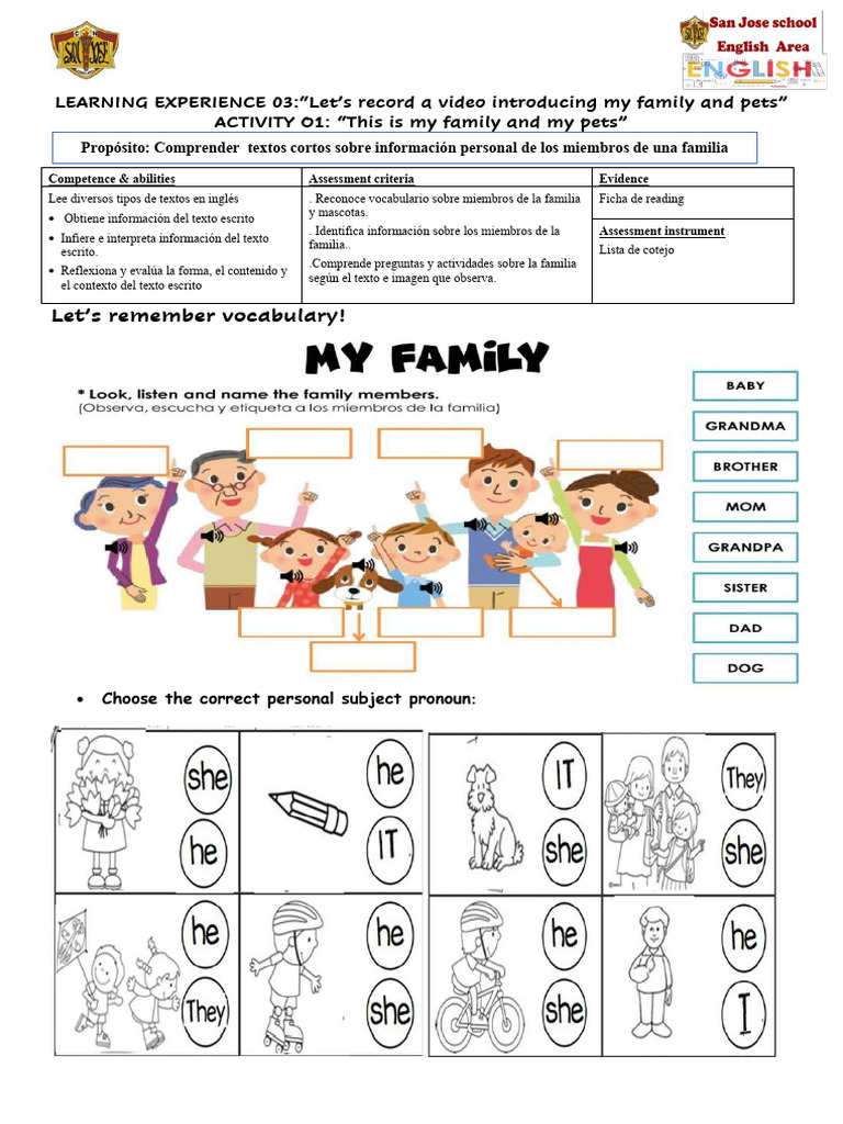 ACTIVITY 1 MY FAMILY and My Pets | PDF