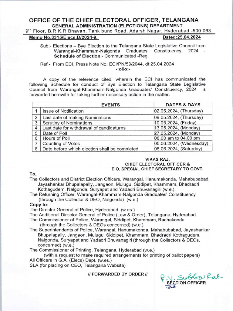 3315-9-Bye Elecs To TSLC From W.K.N-GC - 2024 Schedule of Elecs - Reg | PDF