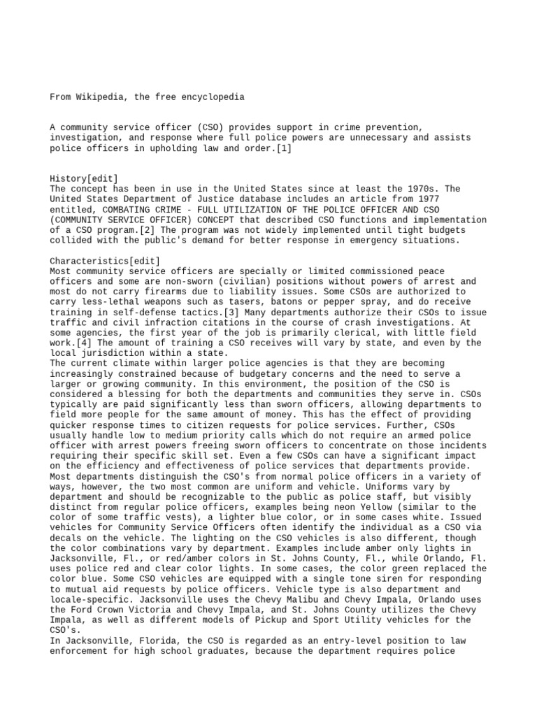Community Service Officer | PDF | Public Safety | Emergency Services