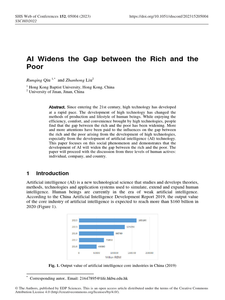 AI Widens the Gap between the Rich and the Poor | PDF | Artificial Intelligence | Intelligence ...