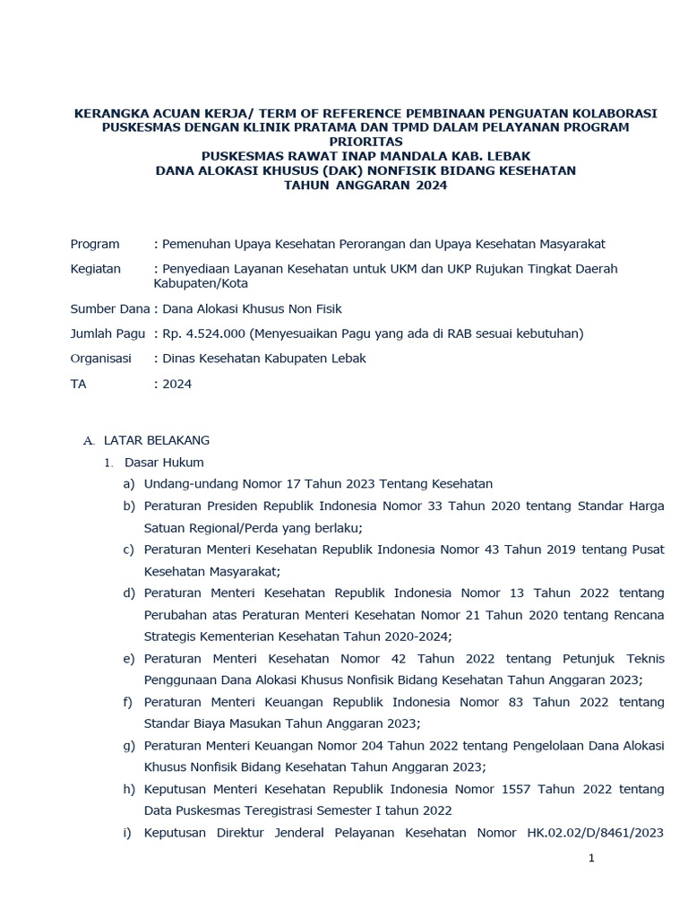 Tor Klinik & TPMD 2024 | PDF