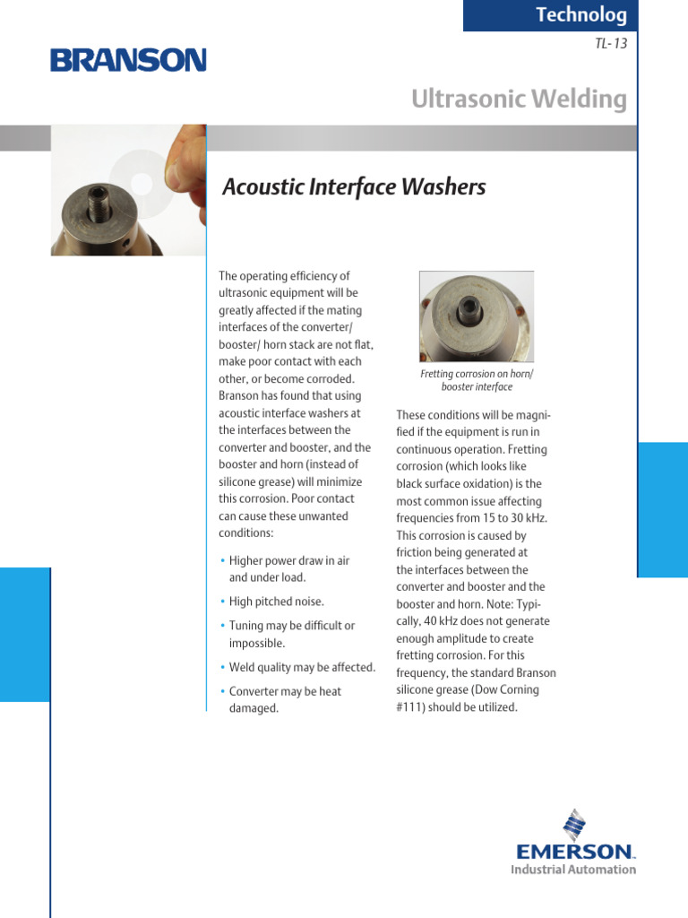 TL-13 - Acoustic Interface Washers HR | PDF | Ultrasound | Corrosion
