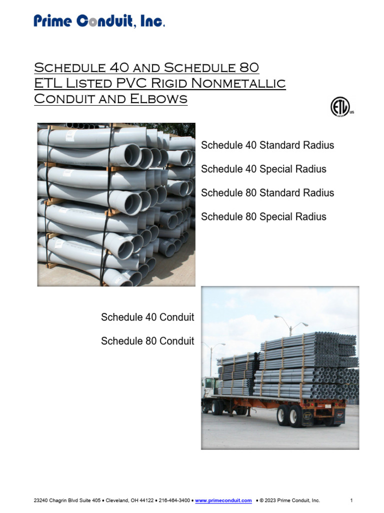 Prime Conduit PVC SCH 4080 Conduit | PDF | Pipe (Fluid Conveyance ...