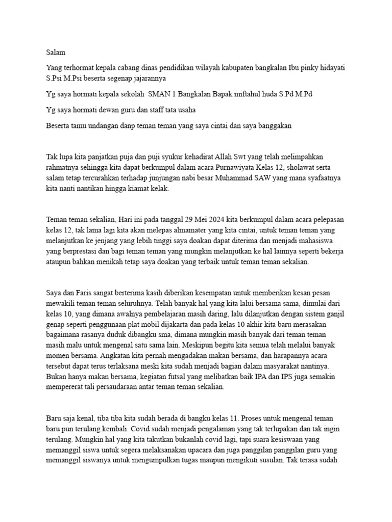 Kesan dan Pesan Perpisahan Kelas 12 | PDF | Karier & Perkembangan