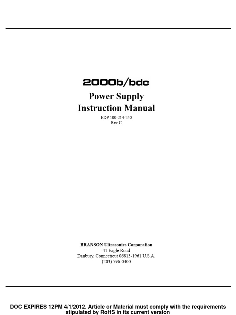 2000bdcmanual | PDF | Power Supply | Electrical Connector