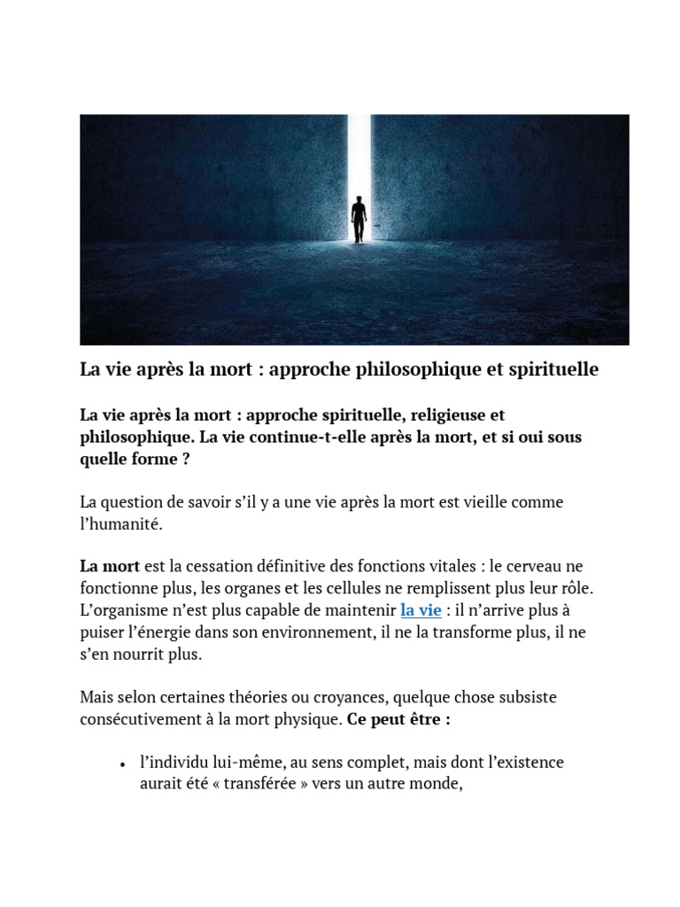 Vie après la mort : croyances et philosophies | PDF | Vie après la mort ...