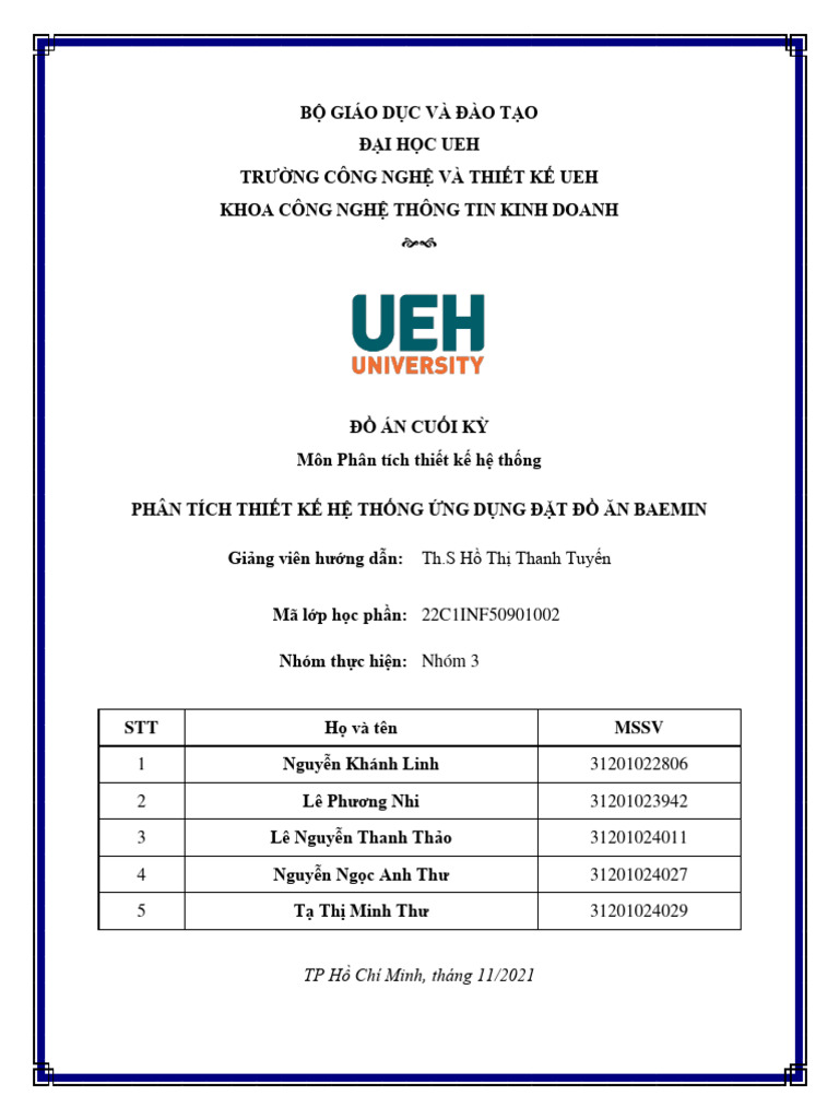 Nhóm 3 - Đ Án PTTKHT | PDF