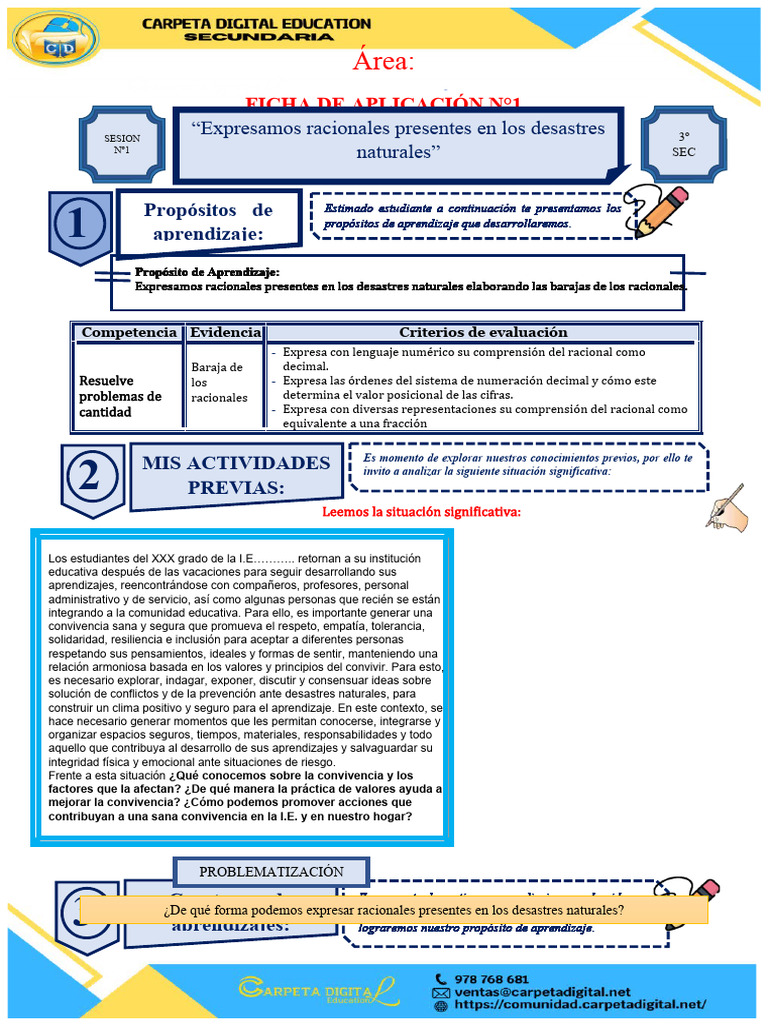 3° FICHA DE APLICACIÓN-SESIÓN1-SEM.1-EXP.1-MATE. | PDF | Números | Número racional