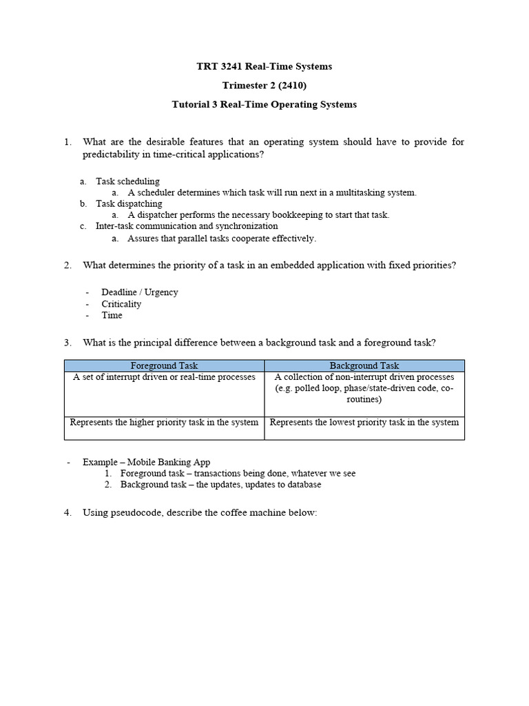 Tutorial 3 Question | PDF | Real Time Computing | Computer Architecture